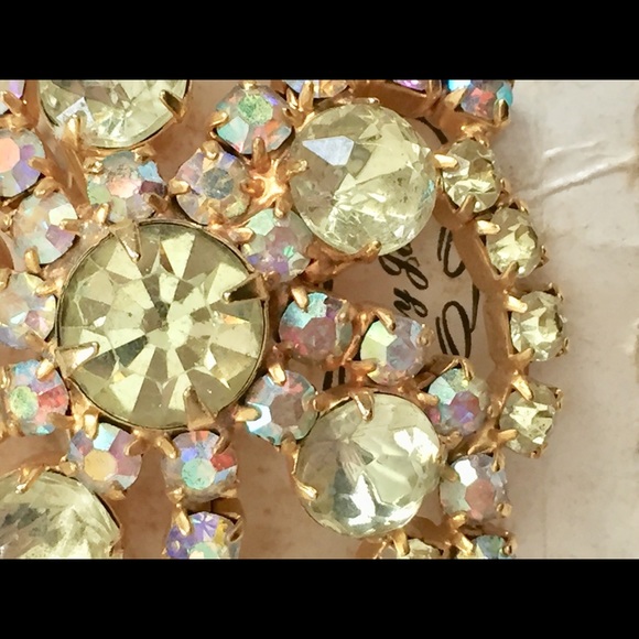 Vintage | Jewelry | Vintage Old Stock Yellow Rhinestone Brooch | Poshmark